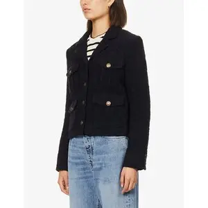 ME+EM Boucle Textured Cropped Woven Jacket
