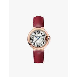Cartier Ballon Bleu 18ct Rose-gold And Leather Self-winding Mechanical Watch