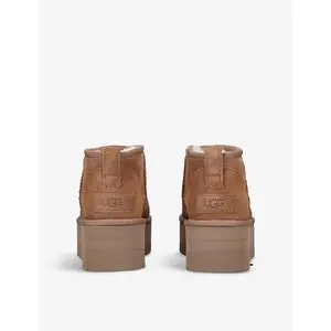 UGG Classic Ultra Mini Platform Suede And Shearling Boots - Mid Brown