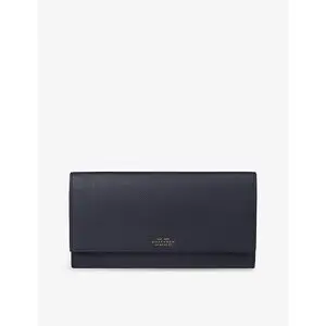 Smythson Marshall Panama Cross-grain Leather Travel Wallet Navy