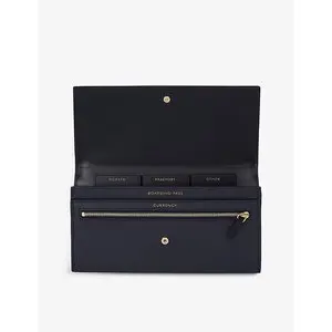 Smythson Marshall Panama Cross-grain Leather Travel Wallet - Navy