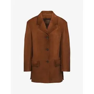 Prada Single-breasted Suede Jacket - Brown