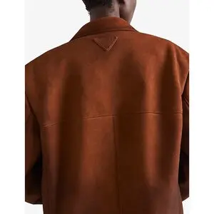 Prada Single-breasted Suede Jacket - Brown