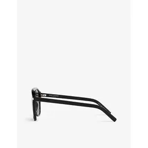 Saint Laurent Ys000473 Sl 596 Dune Rectangle-frame Sunglasses - Black