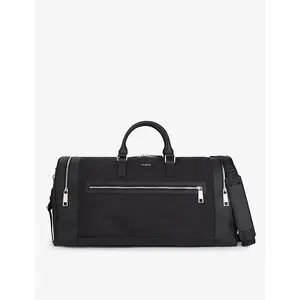 The Kooples Grained Leather-trim Canvas Weekend Holdall - Black