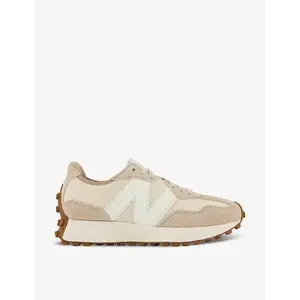 NEW BALANCE 327 Logo-embroidered Suede And Woven Low-top Sneakers - Mindful Grey Taupe Seasa
