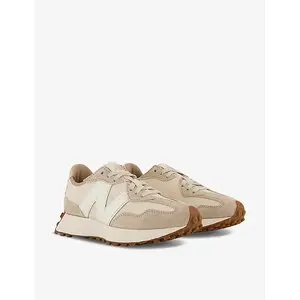 NEW BALANCE 327 Logo-embroidered Suede And Woven Low-top Sneakers - Mindful Grey Taupe Seasa
