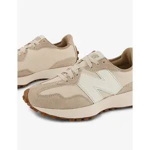 NEW BALANCE 327 Logo-embroidered Suede And Woven Low-top Sneakers - Mindful Grey Taupe Seasa
