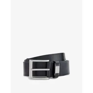 BOSS Business Logo-embossed Buckle Leather Belt - Black