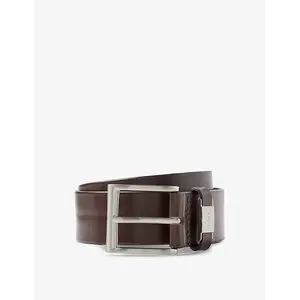 BOSS Business Logo-embossed Buckle Leather Belt - Dark Brown