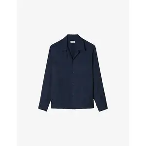 Sandro Spread-collar Woven Shirt L Navy Blue