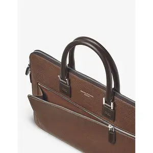 ASPINAL OF LONDON Logo-print Grained-leather Document Case - Tobacco