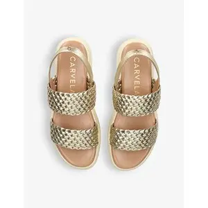 Carvela Krypton Metallic Woven-strap Leather Sandals - Gold
