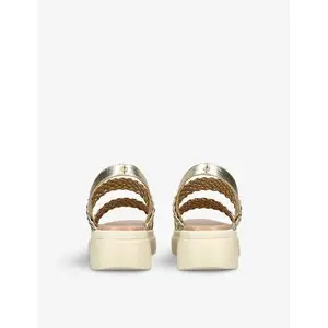 Carvela Krypton Metallic Woven-strap Leather Sandals - Gold