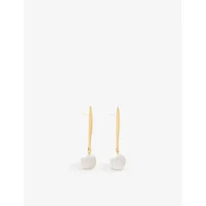 Monica Vinader Nura Drop Pearl Earrings - Yellow Gold
