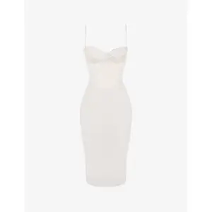 House Of Cb Myrna Corset Satin Midi Dress - Ivory