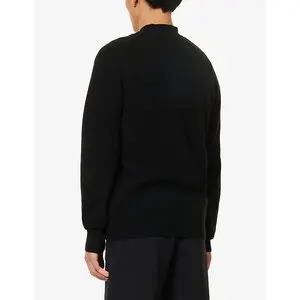 Play Comme Des Garcon Comme Des Garçons Play Logo-embroidered V-neck Wool-knit Cardigan - Black