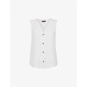 Whistles Laura V-neck Linen Tank Top - White