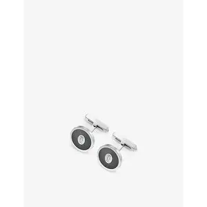 Cartier Double C De Palladium-plated Sterling-silver Cufflinks - Silver And Black