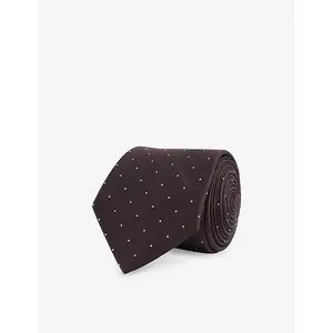 REISS Reiss Liam Polka-Dot Woven Tie Burgundy