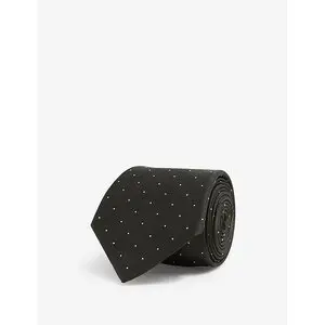REISS Liam Polka-dot Woven Tie - Dark Green