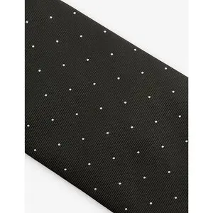 REISS Liam Polka-dot Woven Tie - Dark Green