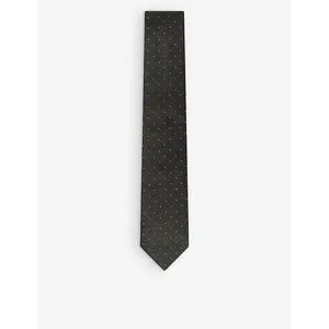 REISS Liam Polka-dot Woven Tie - Dark Green