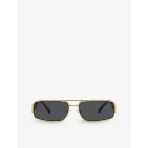 Versace Greca-hardware Rectangle Sunglasses - Gold