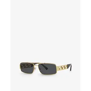 Versace Greca-hardware Rectangle Sunglasses - Gold