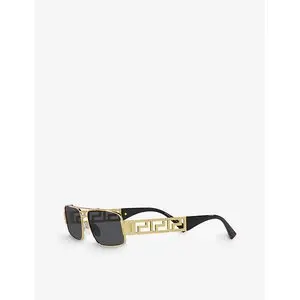 Versace Greca-hardware Rectangle Sunglasses - Gold