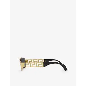 Versace Greca-hardware Rectangle Sunglasses - Gold