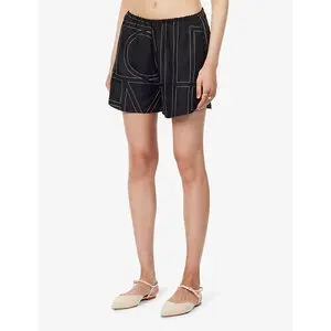TOTEME Wide-leg High-rise Silk-twill Shorts