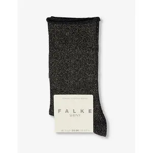 Falke Shiny-finish Mid-calf Knitted Socks - Black