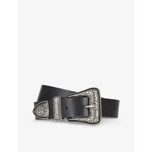 The Kooples Wide Leather Belt - Black