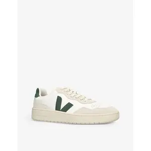 VEJA V-90 Logo-embroidered Leather Low-top Trainers - White/oth