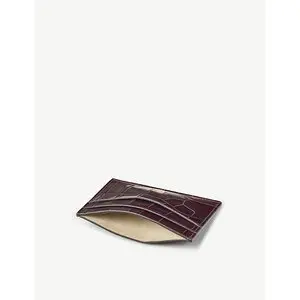 ASPINAL OF LONDON Logo-embellished Croc-embossed Leather Card Holder - Brown