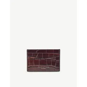 ASPINAL OF LONDON Logo-embellished Croc-embossed Leather Card Holder - Brown