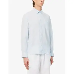 Vilebrequin Caroubis Brand-embroidered Linen Shirt Xxl - Bleu Ciel