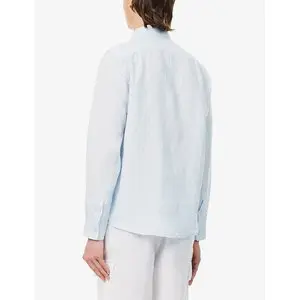 Vilebrequin Caroubis Brand-embroidered Linen Shirt Xxl - Bleu Ciel