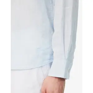 Vilebrequin Caroubis Brand-embroidered Linen Shirt Xxl - Bleu Ciel