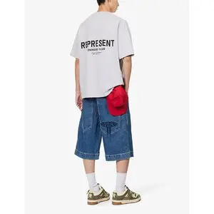 REPRESENT Owners' Club Graphic-print Relaxed-fit Cotton-jersey T-shirt - Ash Grey Black