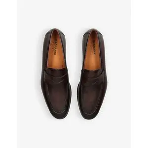 Magnanni Diezma Leather Penny Strap Loafers - Mid Brown