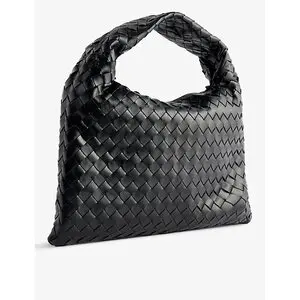 Bottega Veneta Hop Small Leather Shoulder Bag - Black-m Brass
