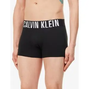 Calvin Klein Logo-waistband Pack Of Three Stretch-cotton Trunks - Black Black Black