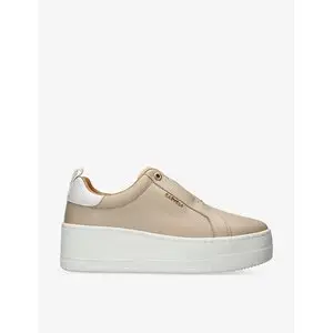 Carvela Connected Laceless Platform Leather Trainers - Taupe