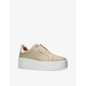 Carvela Connected Laceless Platform Leather Trainers - Taupe