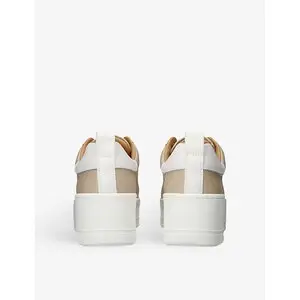 Carvela Connected Laceless Platform Leather Trainers - Taupe