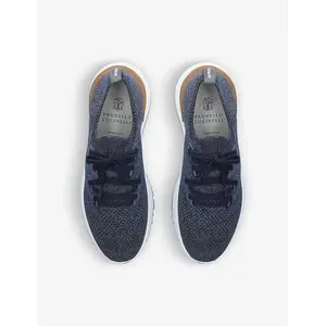 Brunello Cucinelli Brand-embossed Knitted Low-top Trainers - Navy