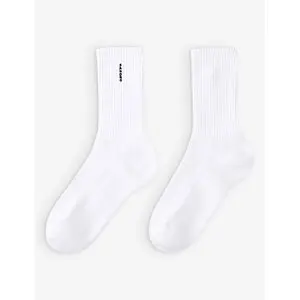 Sandro Sandro Logo-Embroidered Ribbed Ankle Socks Naturels