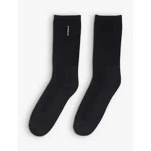 Sandro Sandro Logo-Embroidered Ribbed Ankle Socks Noir / Gris